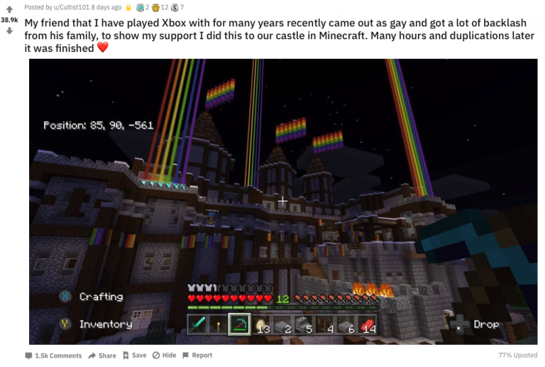 Minecraft User Builds Gay Pride Castle For Struggling Friend - Gayming ...
